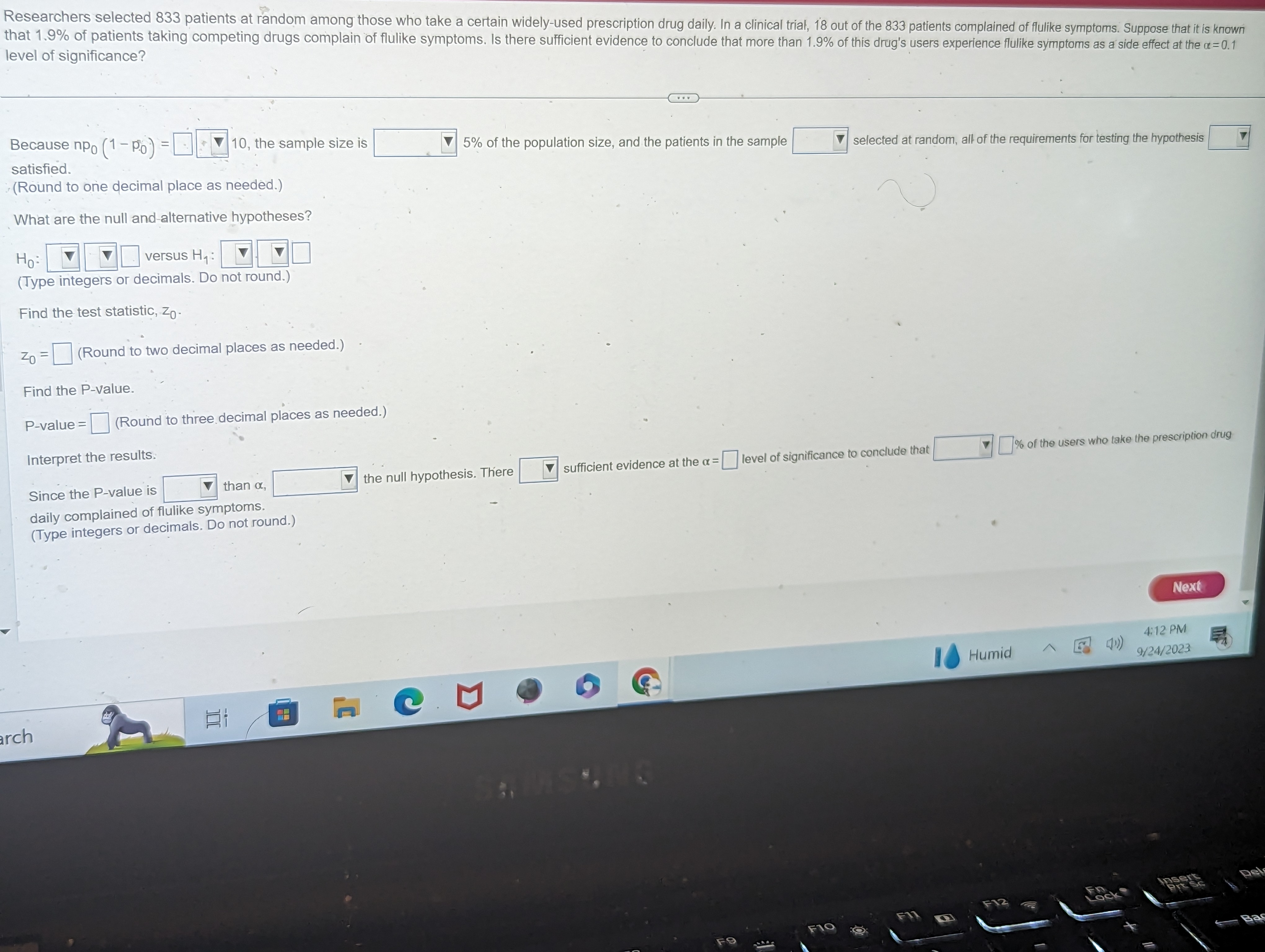 Solved level of significance? Because np0(1−p0)= 10 , the | Chegg.com