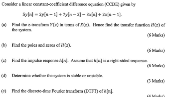 Solved Consider a linear constant-coefficient difference | Chegg.com