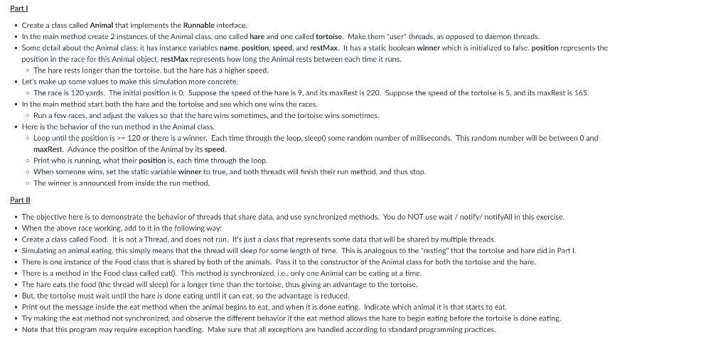 Solved - Create a class called Animal that implements the | Chegg.com
