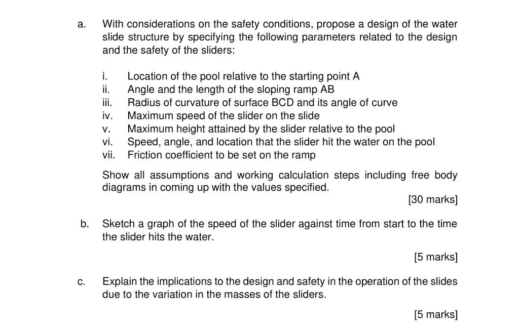 Solved 1. A water slide with a launch curve is to be | Chegg.com