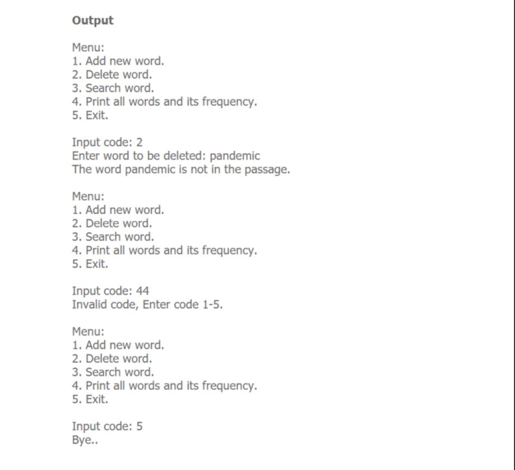 Solved WORD FREQUENCIES Problem Description Write a JAVA | Chegg.com