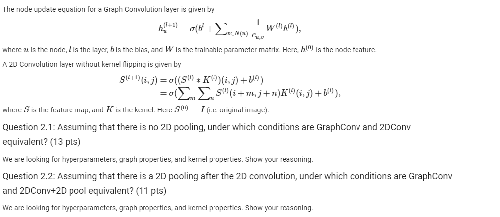 The node update equation for a Graph Convolution | Chegg.com