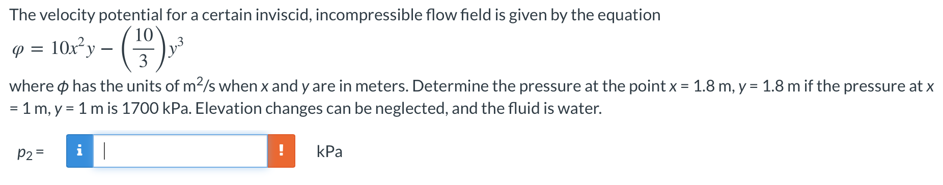 Solved The velocity potential for a certain inviscid, | Chegg.com