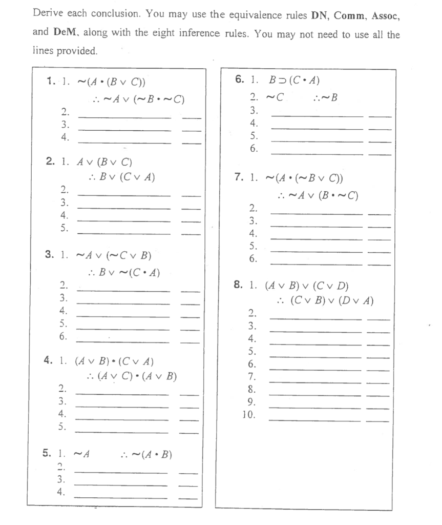 Solved Derive each conclusion. You may use the equivalence | Chegg.com