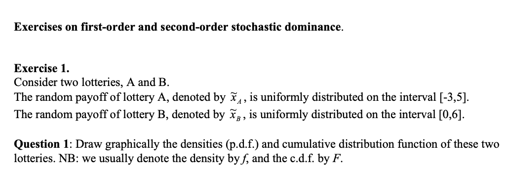 Solved Exercises on first-order and second-order stochastic | Chegg.com