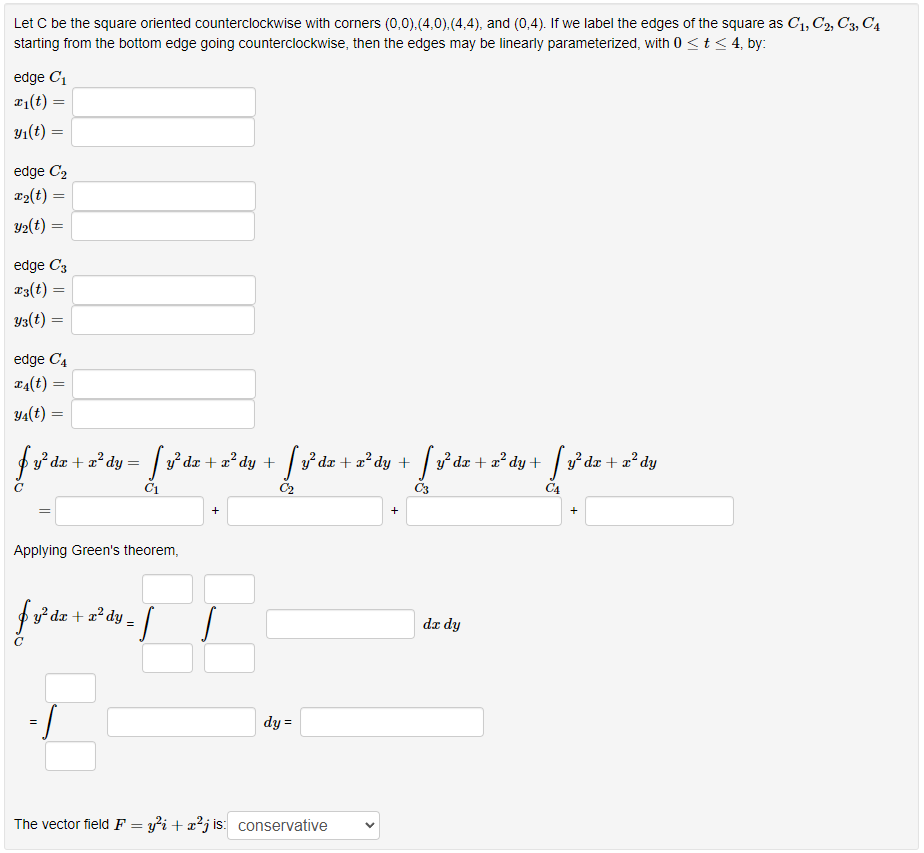 Solved Let C be the square oriented counterclockwise with | Chegg.com