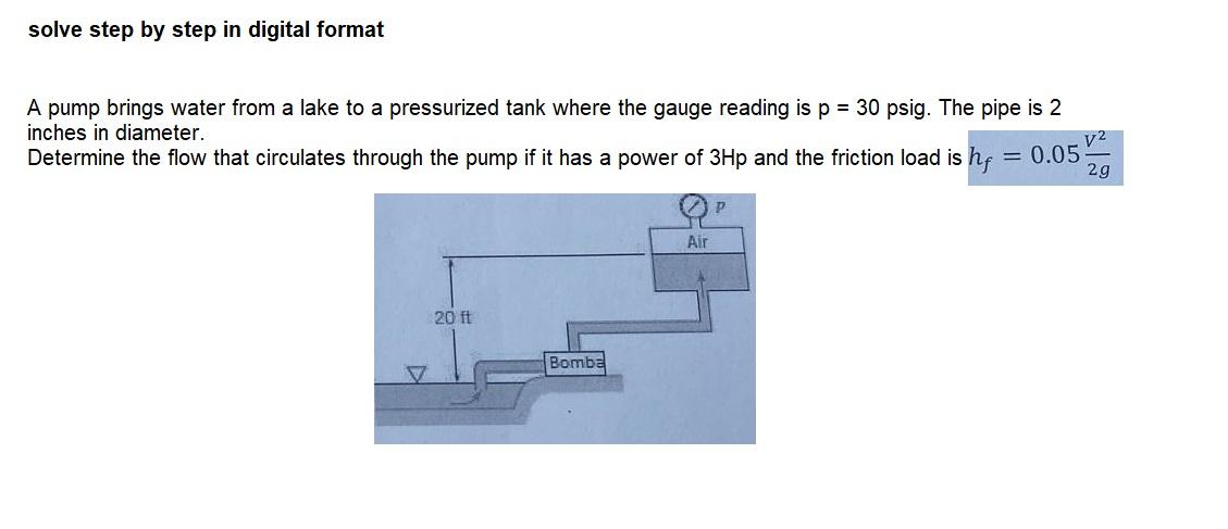 Solved solve step by step in digital format A pump brings | Chegg.com