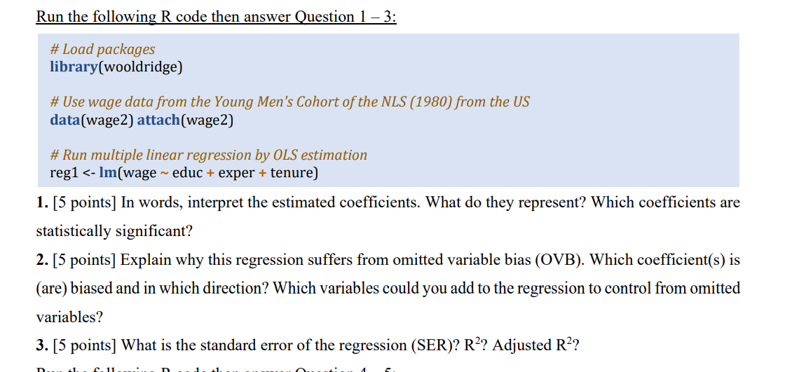 Solved \# Load packages library(wooldridge) \# Use wage data | Chegg.com