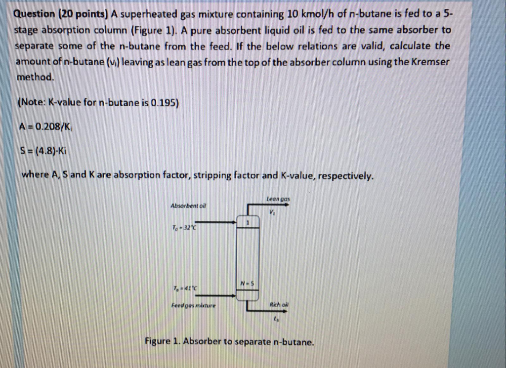 Solved Question (20 points) A superheated gas mixture | Chegg.com