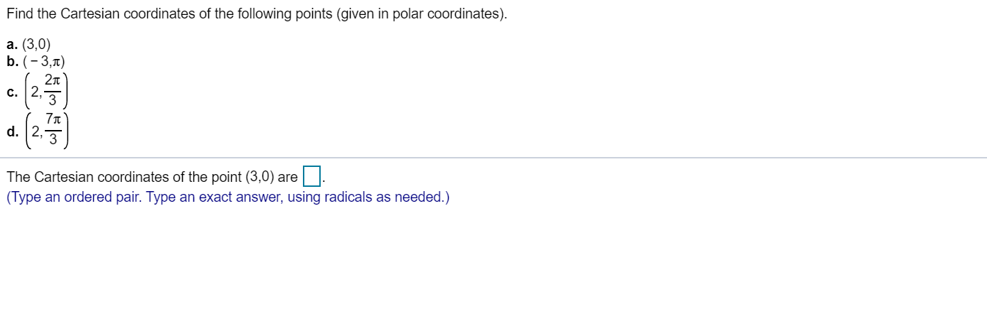 Solved Find the Cartesian coordinates of the following | Chegg.com