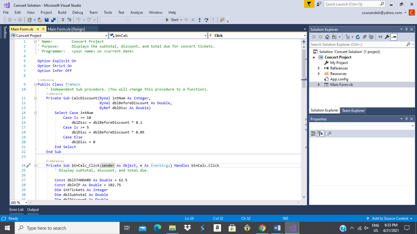 Solved Microsoft Visual Basic Studio Programming 1. Change | Chegg.com