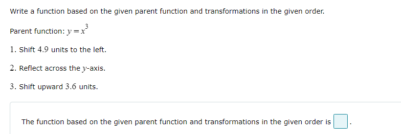 Solved Write a function based on the given parent function | Chegg.com