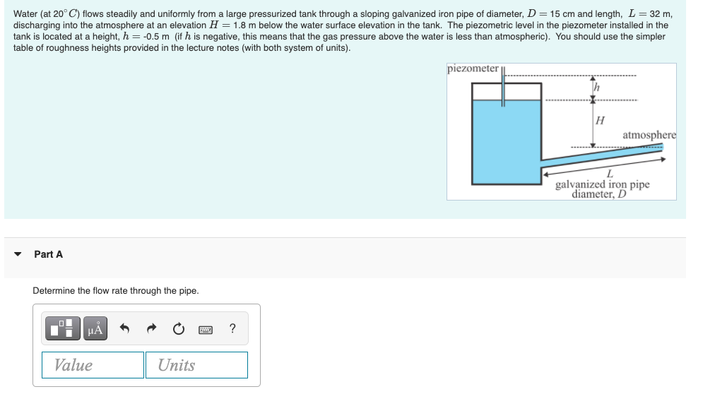Solved Water (at 20°C) flows steadily and uniformly from a | Chegg.com