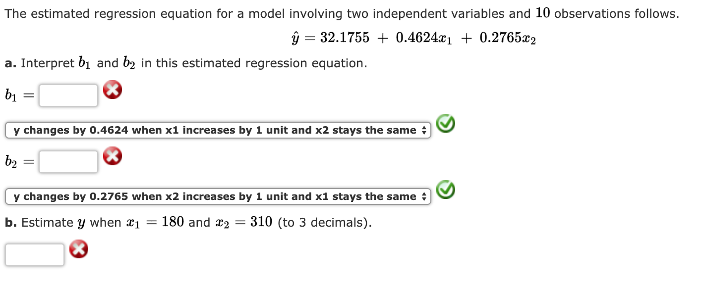 Solved The estimated regression equation for a model | Chegg.com