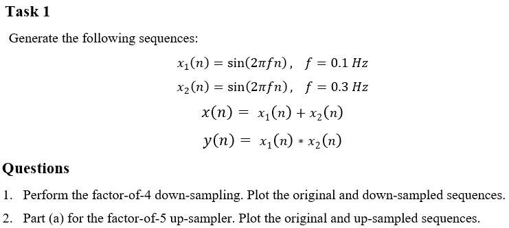 Solved Task 1 Generate the following sequences: xi(n) = | Chegg.com