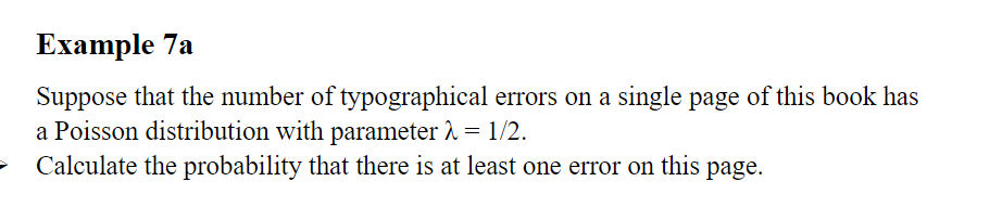 Solved Example 7a Suppose that the number of typographical | Chegg.com