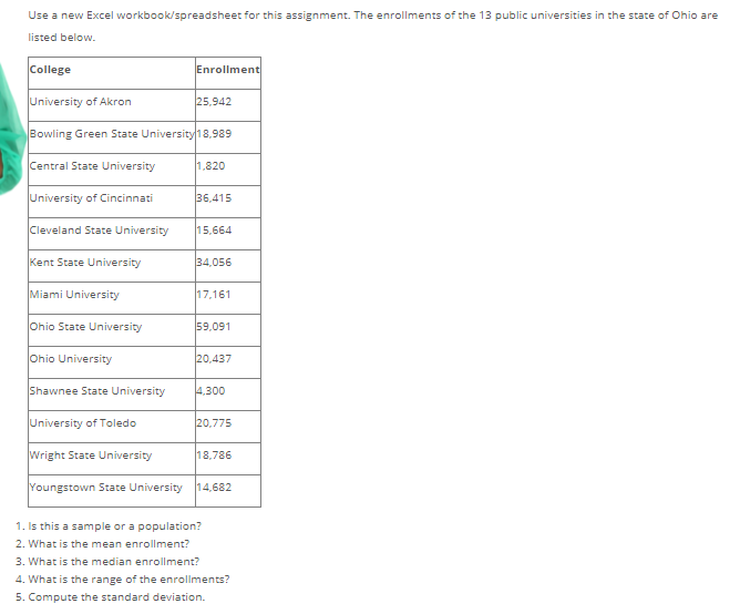 Solved Use a new Excel workbook/spreadsheet for this | Chegg.com