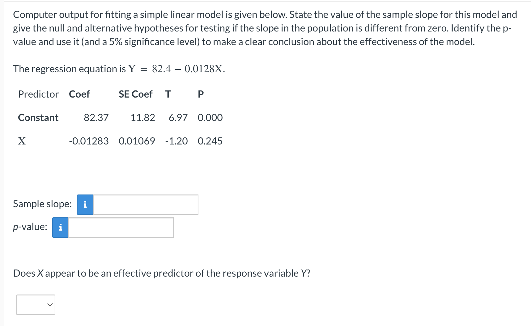 Solved Computer output for fitting a simple linear model is | Chegg.com