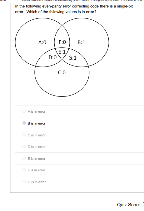 Solved Question 7 1/3 pts In the error-correcting code | Chegg.com