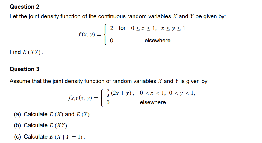 Solved Let the joint density function of the continuous | Chegg.com