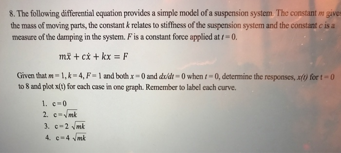 Solved 8. The following differential equation provides a | Chegg.com