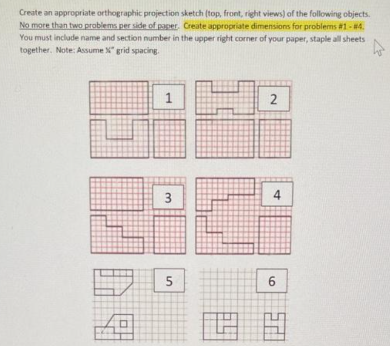 Create an appropriate orthographic projection sketch | Chegg.com