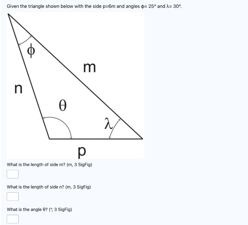 [Solved]: engineering Given the triangle shown below with t
