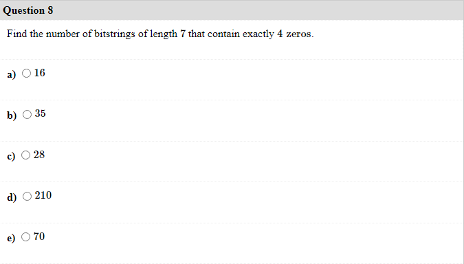 Solved Questions Find the number of bitstrings of length 7 | Chegg.com