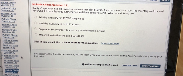 Solved Muitiple Choice Question 118 Multiple Choice Question | Chegg.com Solved Muitiple Choice Question 118 Multiple Choice Question | Chegg.com