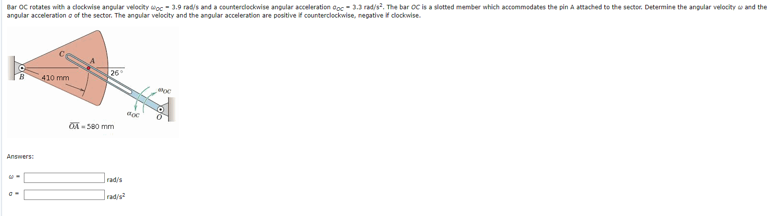 Solved Bar Oc Rotates With A Clockwise Angular Velocity Woc 3578