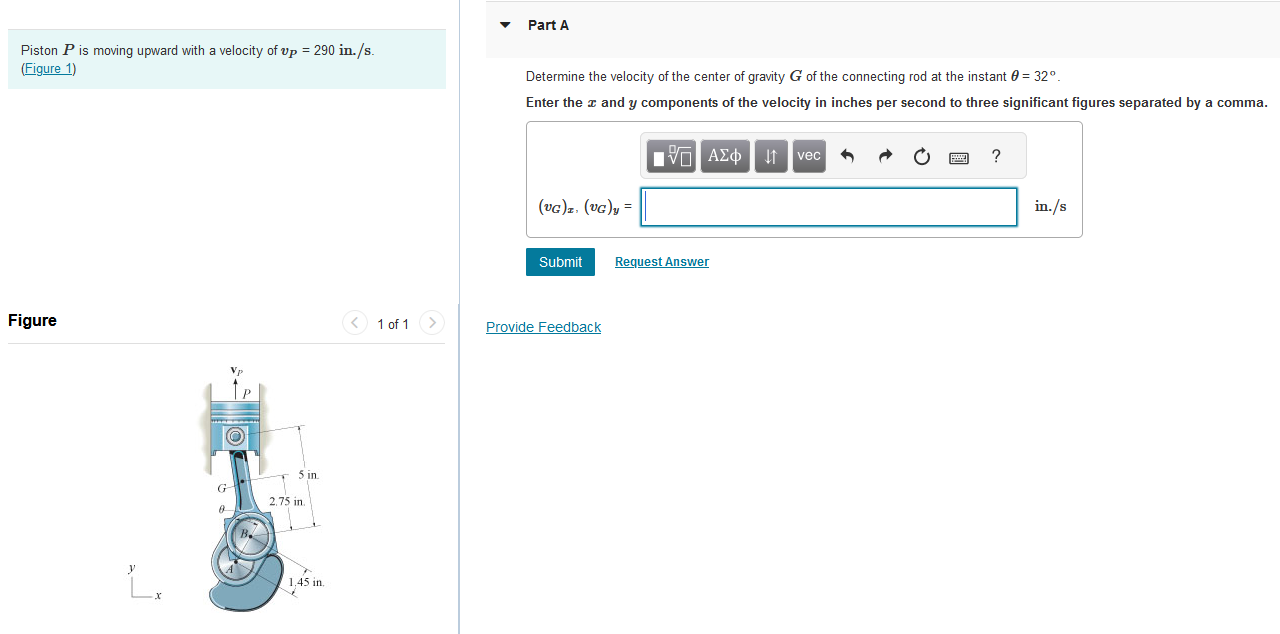 Solved Piston P is moving upward with a velocity of | Chegg.com
