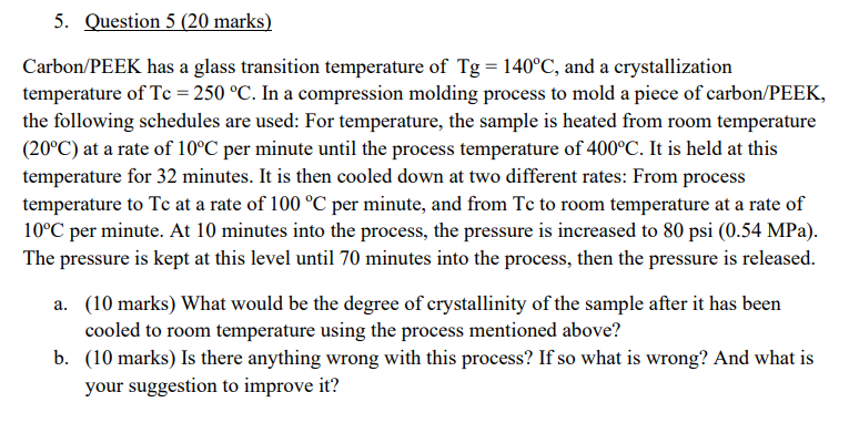 [Solved]: Carbon/PEEK has a glass transition temperature of
