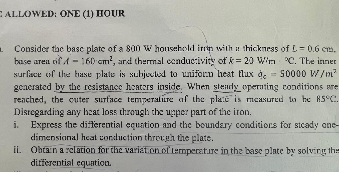 Solved ALLOWED: ONE (1) ﻿HOURConsider the base plate of a | Chegg.com