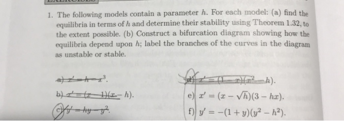 Solved 1. The following models contain a parameter h. For | Chegg.com