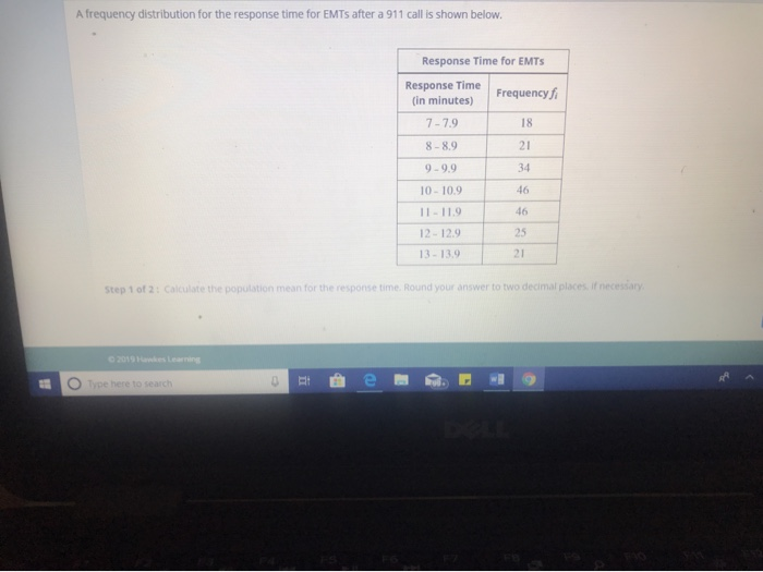 Solved A frequency distribution for the response time for | Chegg.com