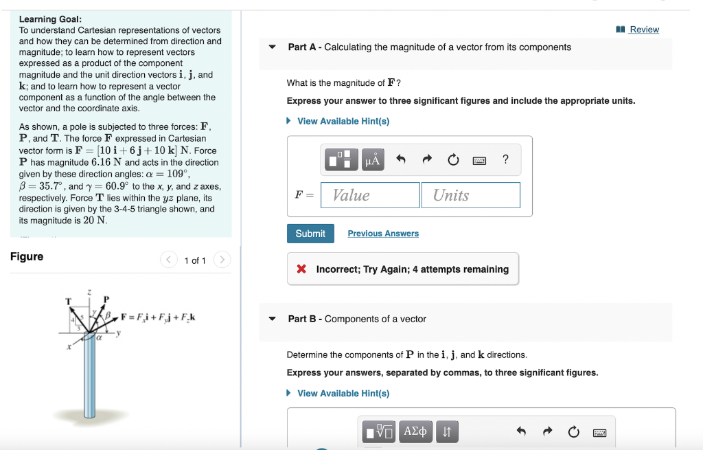Solved Part C Finding Cartesian Components From Right 3652