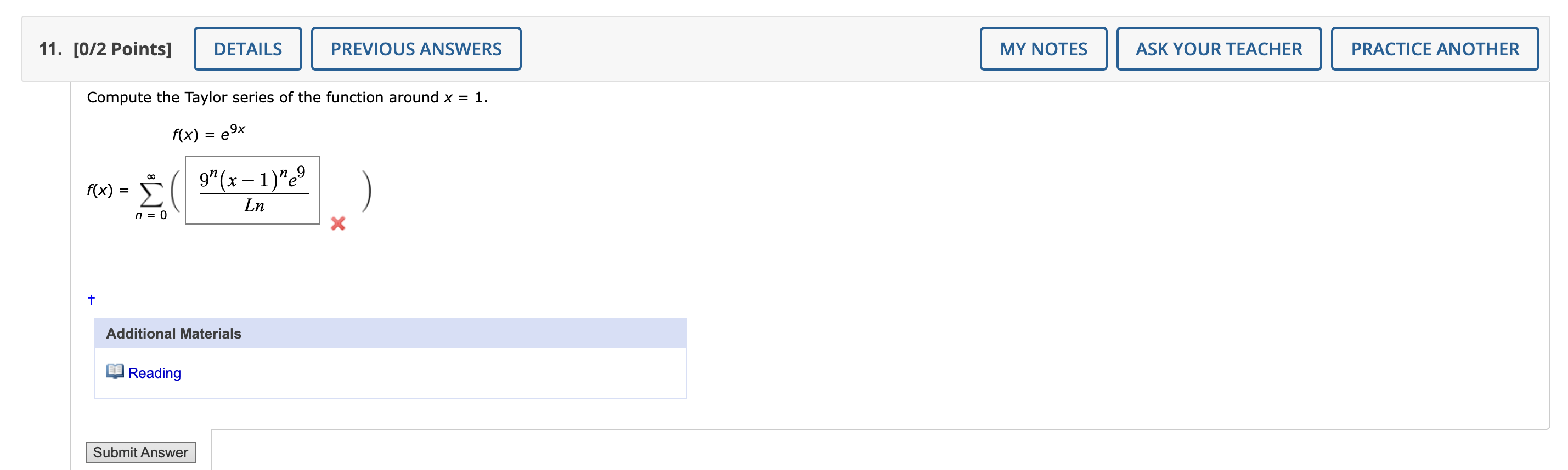 Solved Points]Compute the Taylor series of the function | Chegg.com