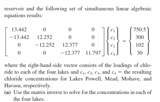 Solved reservoir and the following set of simultaneous | Chegg.com