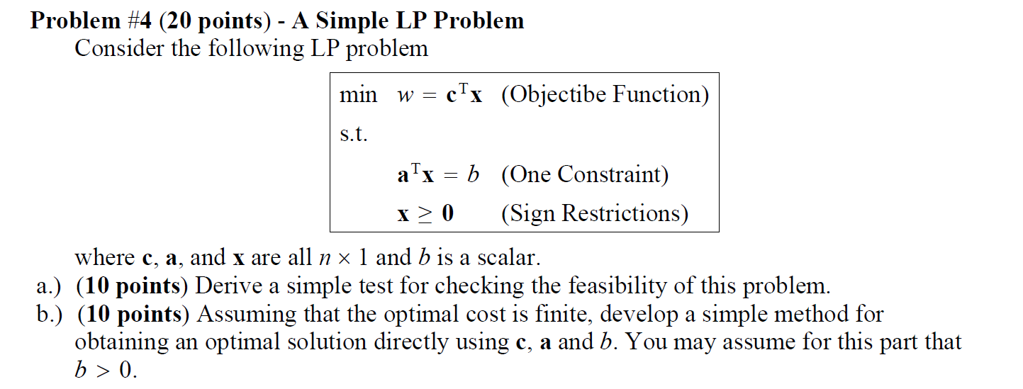 Problem #4 (20 points) - A Simple LP Problem Consider | Chegg.com
