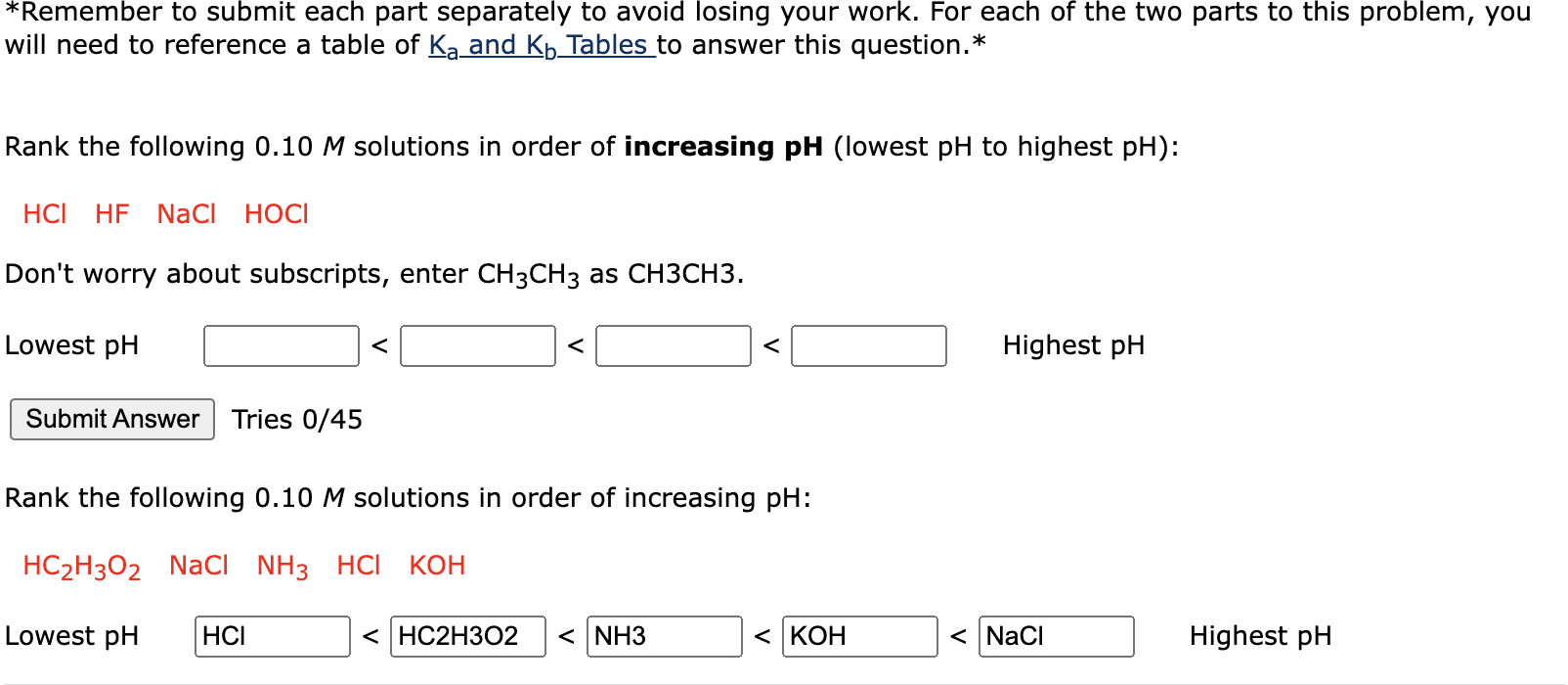 Solved *Remember to submit each part separately to avoid | Chegg.com