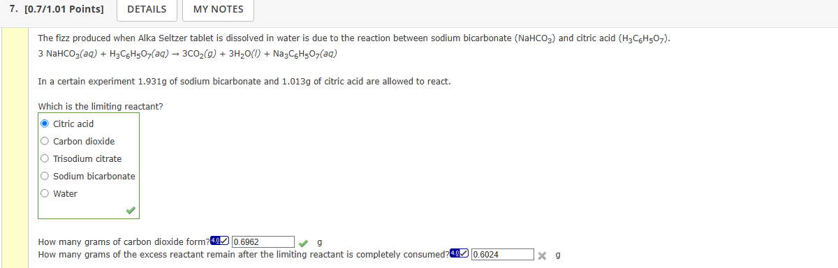 Solved The fizz produced when Alka Seltzer tablet is | Chegg.com