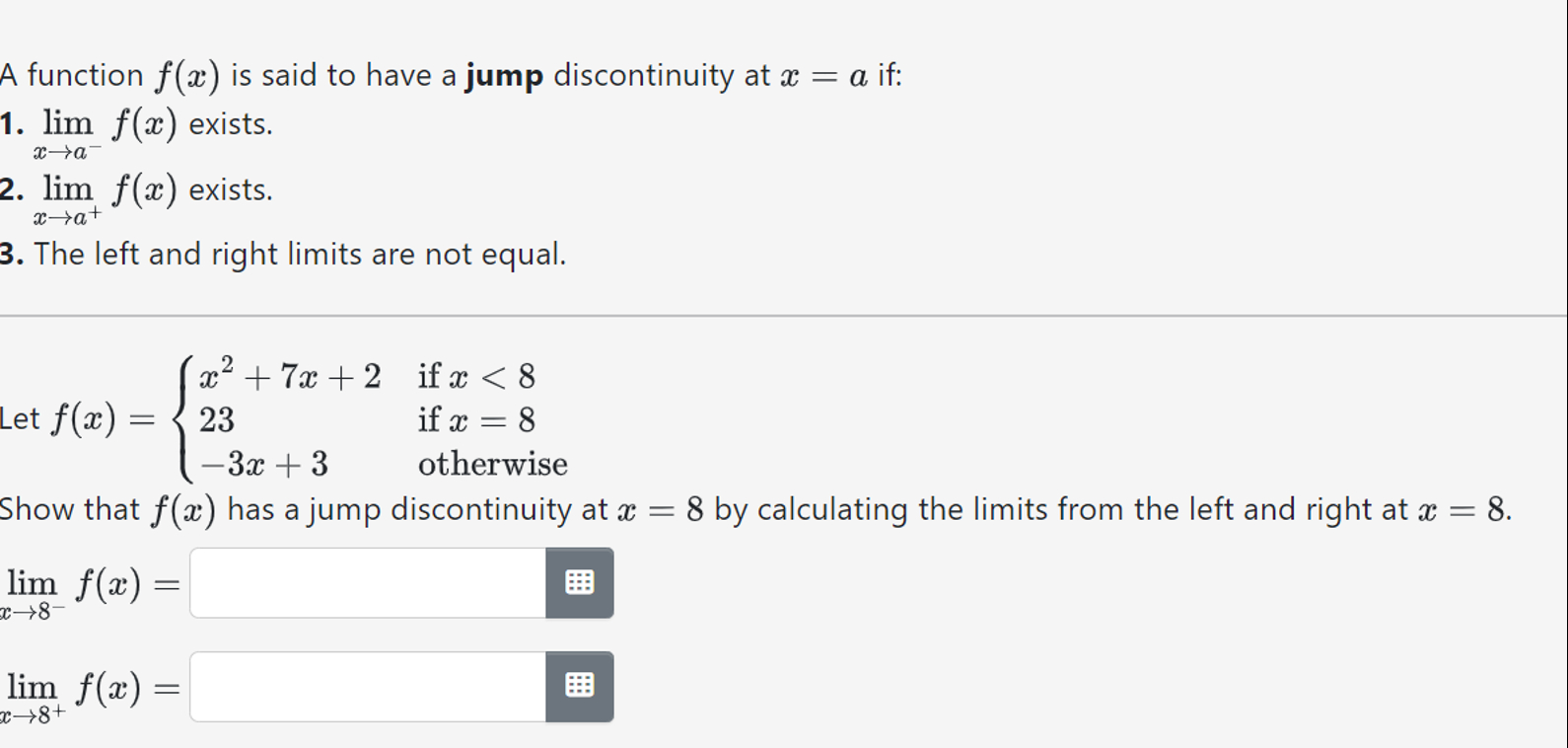 Solved . ﻿A function f(x) ﻿is said to have a jump | Chegg.com
