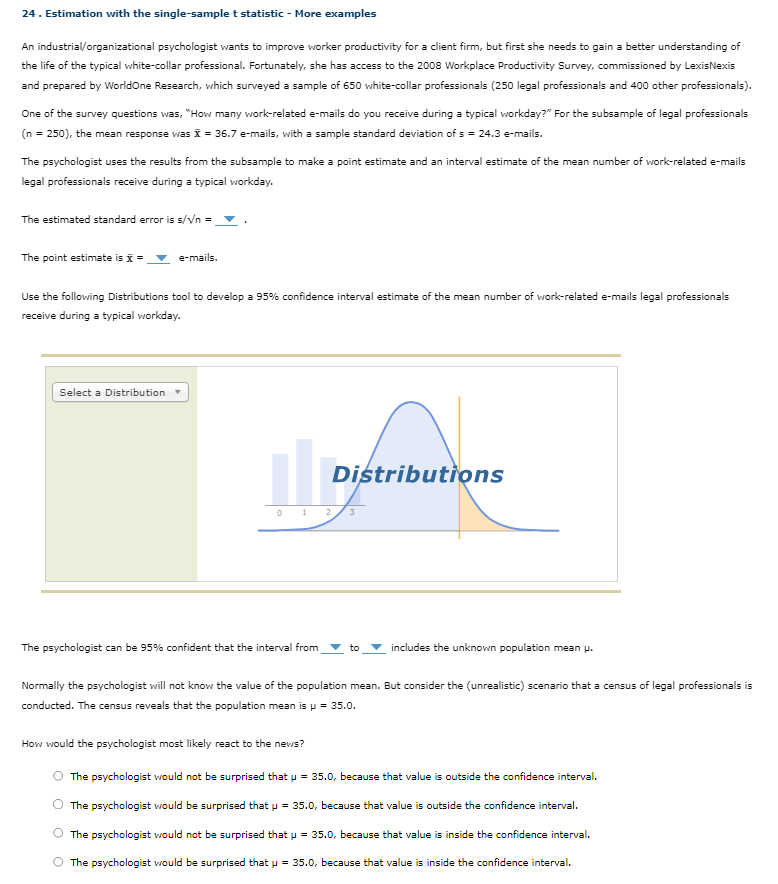 Solved 24 . Estimation with the single-sample t statistic - | Chegg.com
