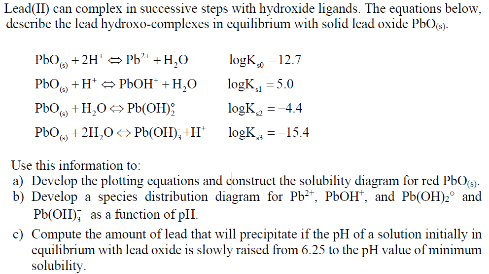 Solved Lead(II) can complex in successive steps with | Chegg.com