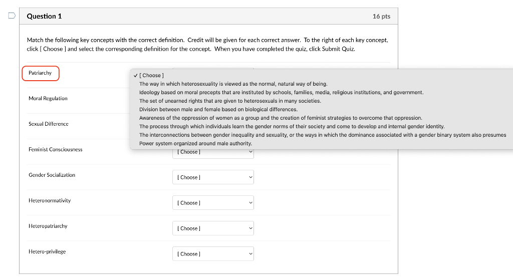 Match the following key concepts with the correct | Chegg.com