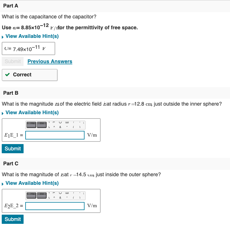 Solved A spherical capacitor is formed from two concentric | Chegg.com