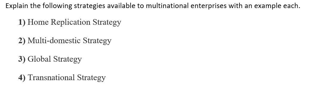 Solved Explain the following strategies available to | Chegg.com