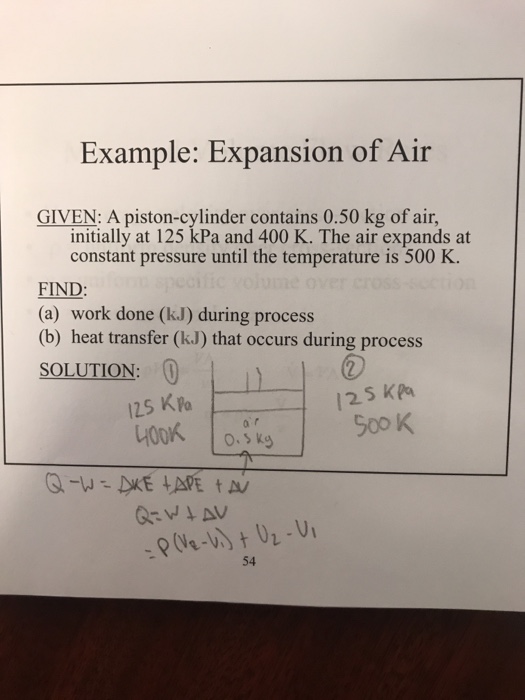Solved Example: Expansion of Air GIVEN: A piston-cylinder | Chegg.com