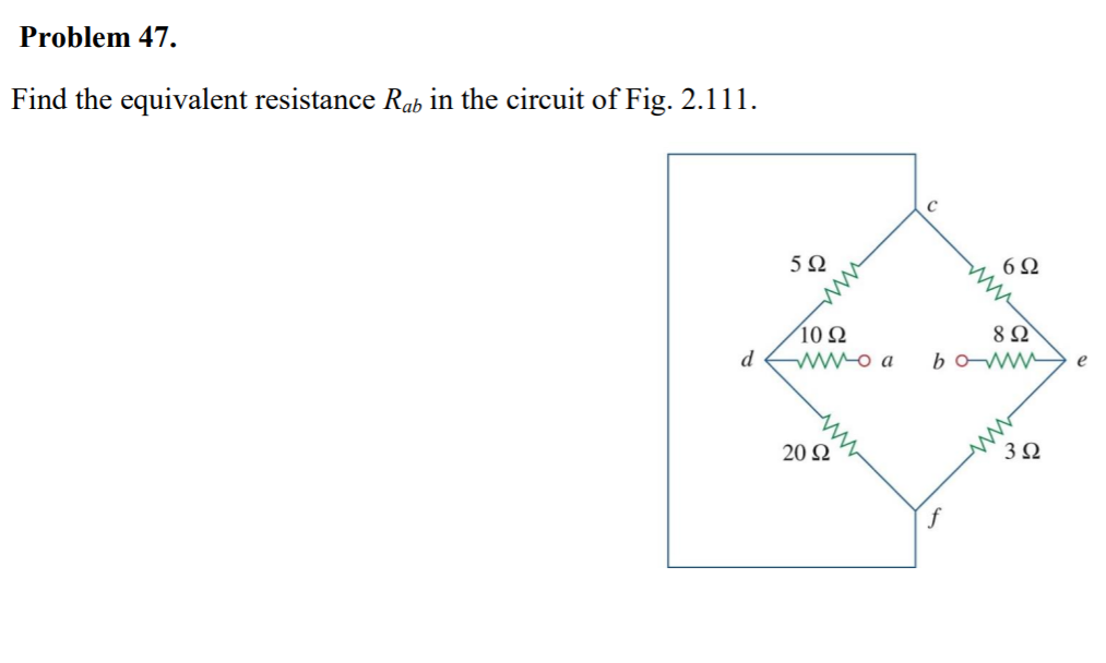 Solved Problem 47. . Find the equivalent resistance Rab in | Chegg.com