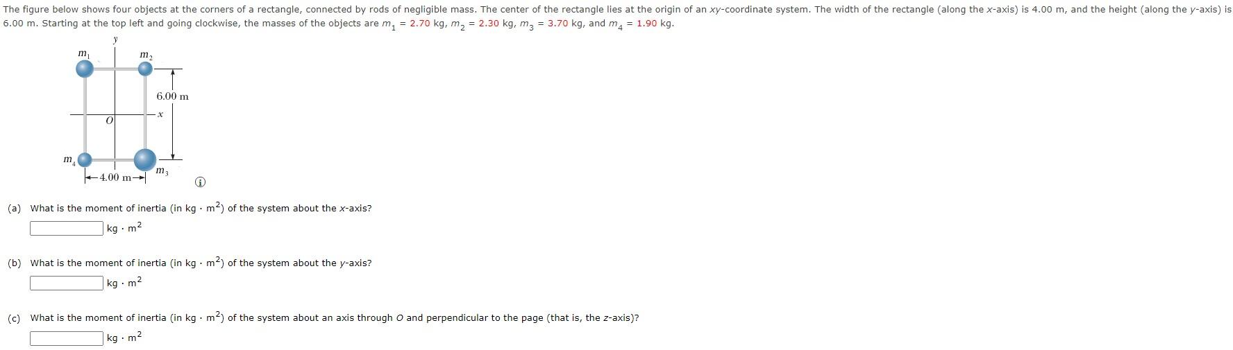Solved The figure below shows four objects at the corners of | Chegg.com